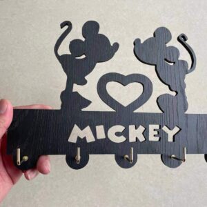 KL Mick Door Hooks,Disney Mickey Mouse Cartoon Animation Coat Hooks,Key Holder,Key Hanger for Wall、Entryway and Living Room,Gift,5 Hooks Holder (a5)