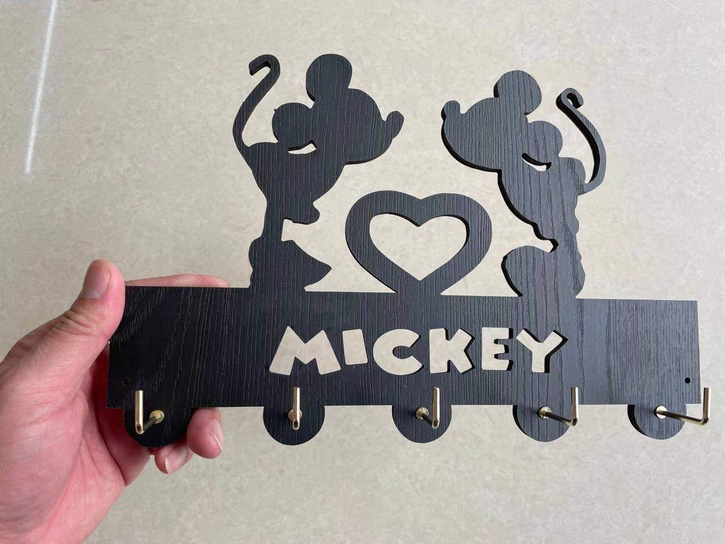 KL Mick Door Hooks,Disney Mickey Mouse Cartoon Animation Coat Hooks,Key Holder,Key Hanger for Wall、Entryway and Living Room,Gift,5 Hooks Holder (a5)