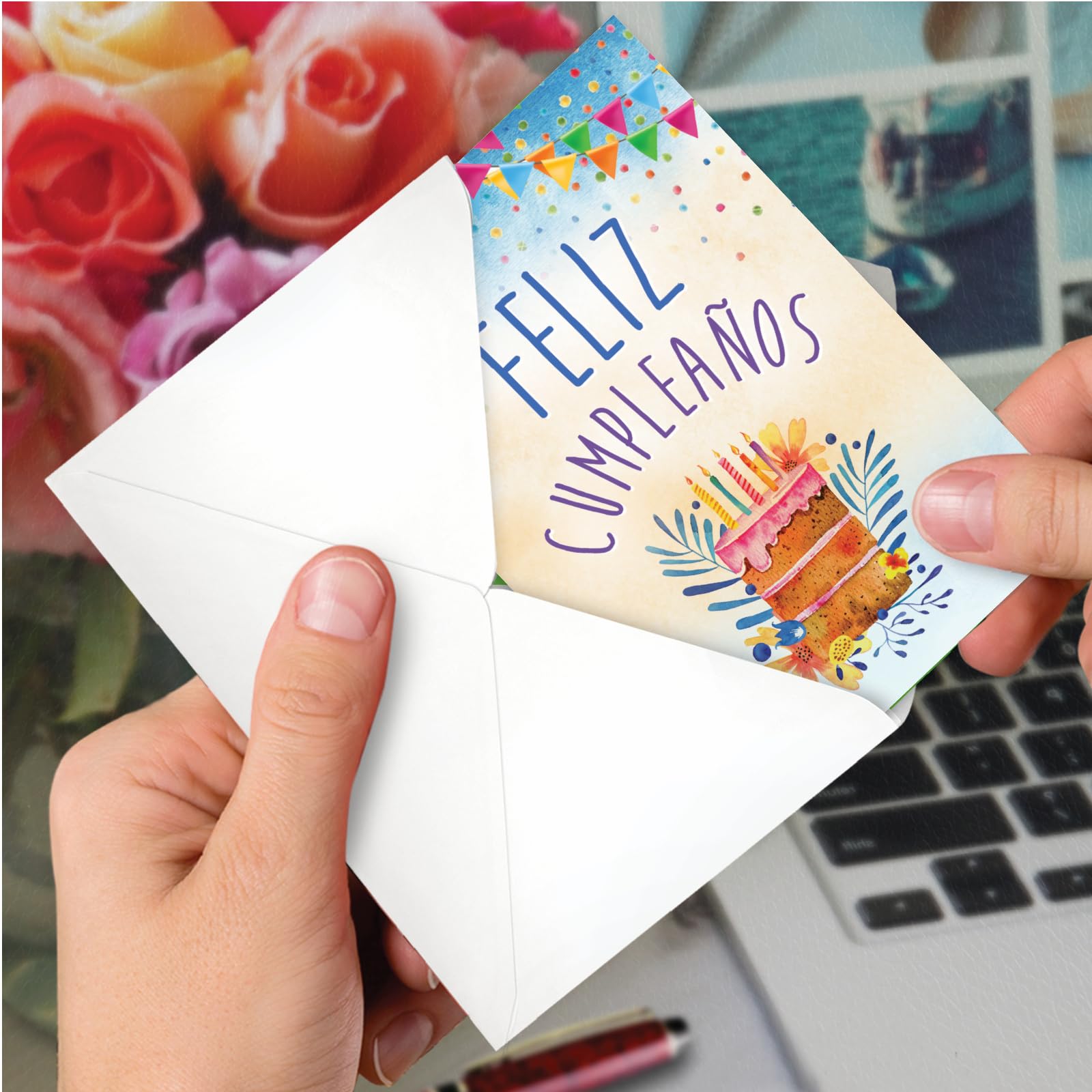 NobleWorks - 1 Spanish Birthday Card with Envelope - Hispanic Latino Celebration Card for Birthdays - Maravilloso Dia C9327BDG-SL