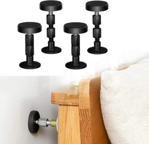 neatbuddy 4pcs black adjustable bed frame anti-shake tool, headboard stoppers with free furniture pads and screws, no more creaking, protect the wall from banging, easy to install (1.18"-3.54")