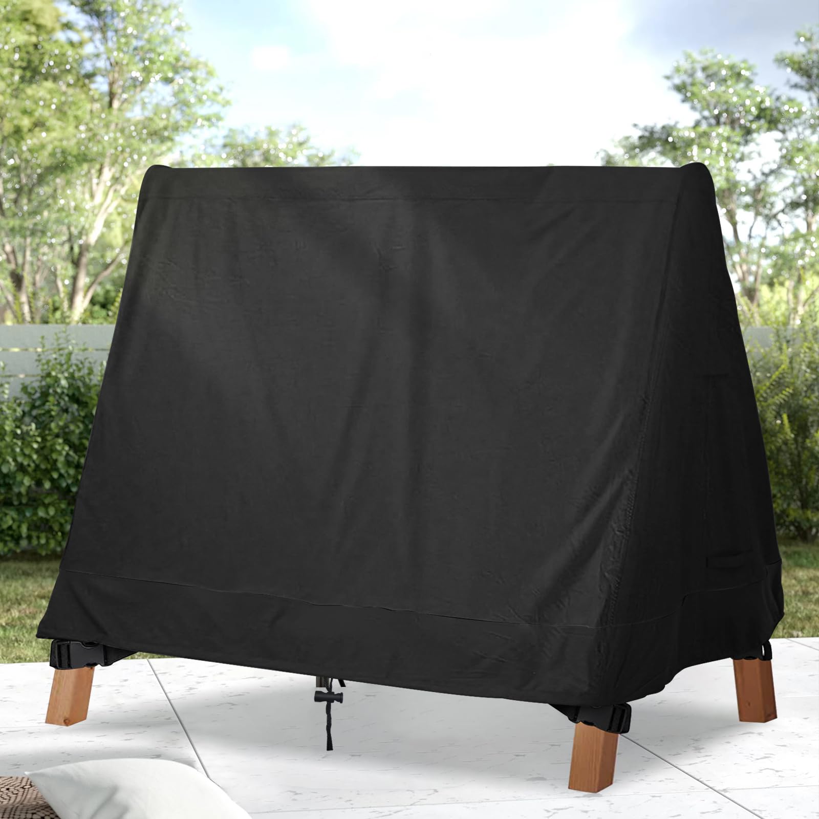 boyspringg Outdoor Swing Cover, A Frame Swing Cover 72x67x55 Inches, Patio Swing Cover Waterproof for Outdoor Furniture (Black)