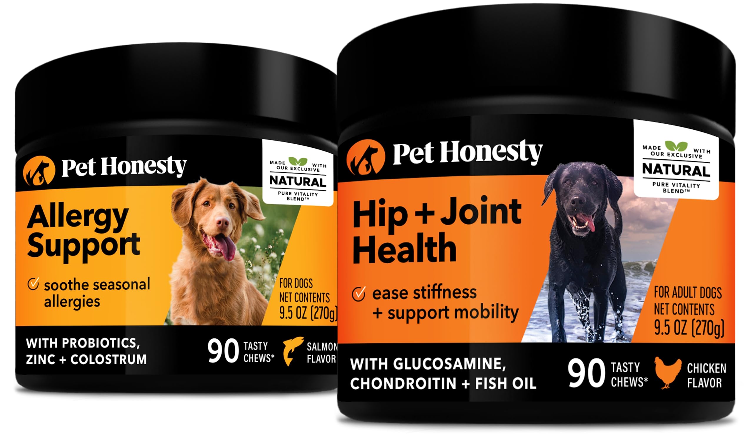 PetHonesty Allergy Support + Hip & Joint Health Soft Chew Bundle - Skin & Seasonal Pollen Allergies - Itch Relief for Dogs - Joint Support, Chondroitin, MSM, Turmeric, Pet Joint Pain Relief Vitamin