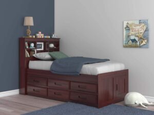 discovery world furniture captain bed with 6 drawers (twin, merlot)