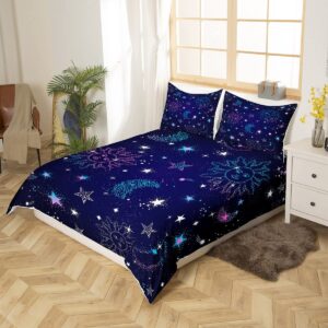 Castle Fairy Blue Universe Comforter Cover Sets King Sun Moon Stars Print Duvet Set Teens Youngs Galaxy Space Theme 3 Pieces Bedding Sets(1 Duvet Cover 2 Pillow Cases),No Comforter