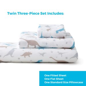 Linenspa Microfiber Three-Piece Sheet Set - Multiple Styles and Colors - Super Soft Feel - Fun Patterns for Boys and Girls - Twin - Dinosaur