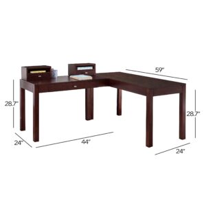 Epoch Design Pacifica Reversible L Shaped Corner Desk with Keyboard Tray and Storage Drawers, Computer Desk for Home Office or Study