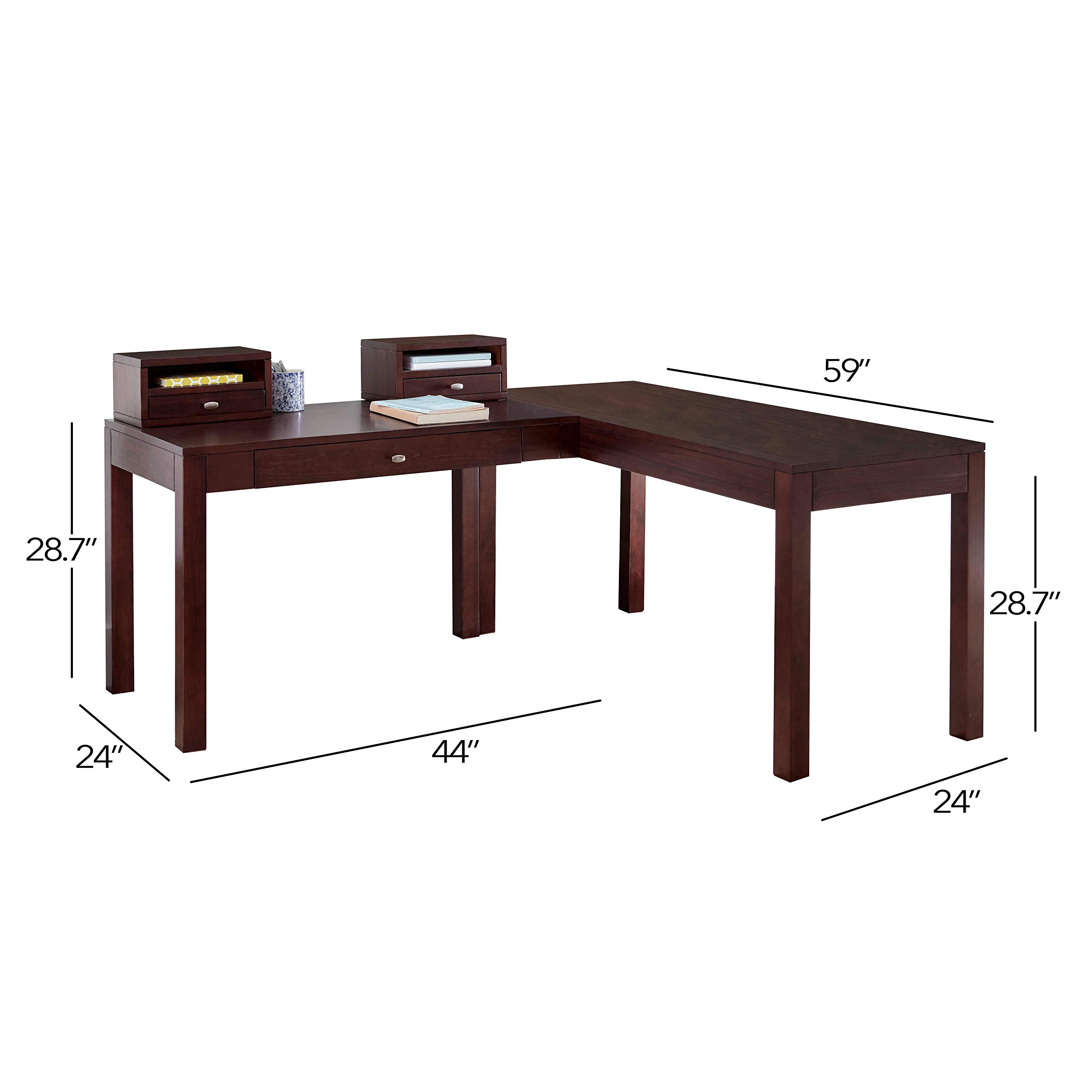 Epoch Design Pacifica Reversible L Shaped Corner Desk with Keyboard Tray and Storage Drawers, Computer Desk for Home Office or Study