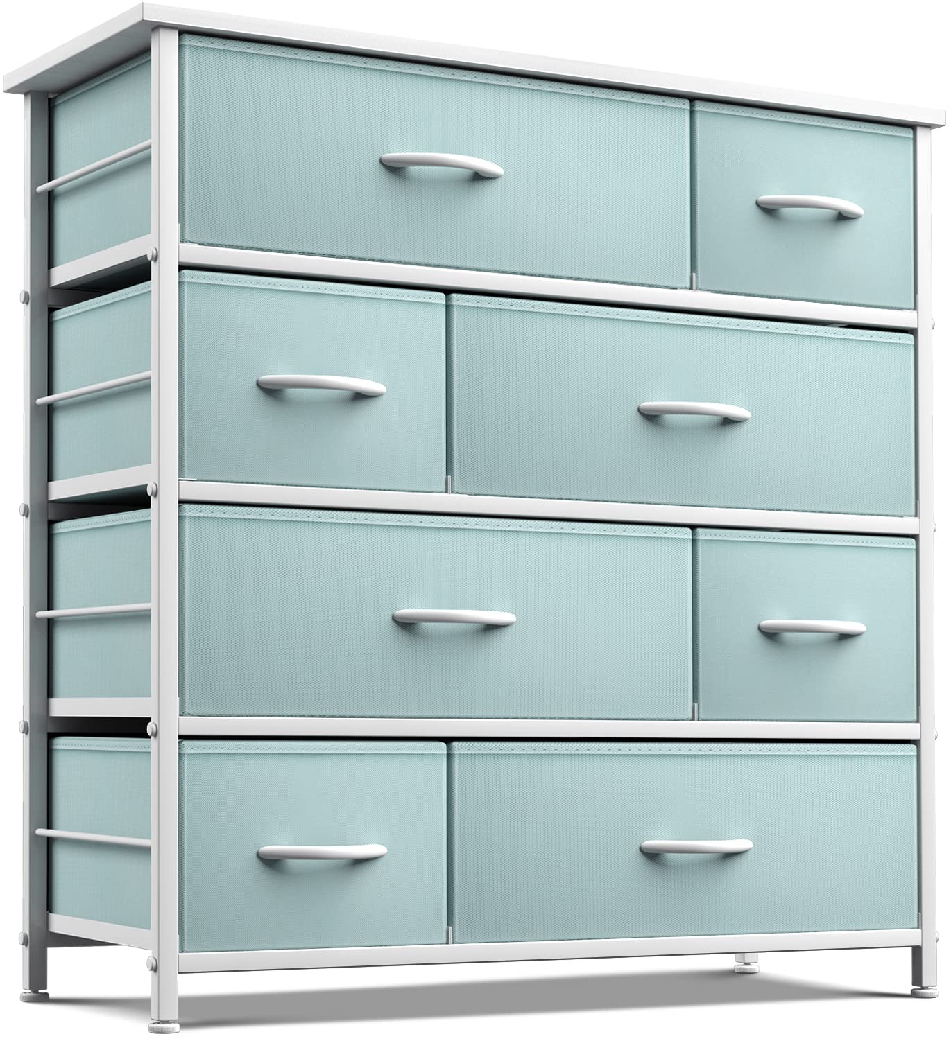 Sorbus Dresser with 8 Drawers - Furniture Storage Chest for Kid’s, Teens, Bedroom, Nursery, Playroom, Clothes, Toys - Steel Frame, Wood Top, Fabric Bins (Aqua)