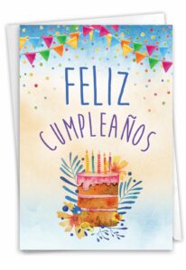 nobleworks - 1 spanish birthday card with envelope - hispanic latino celebration card for birthdays - maravilloso dia c9327bdg-sl