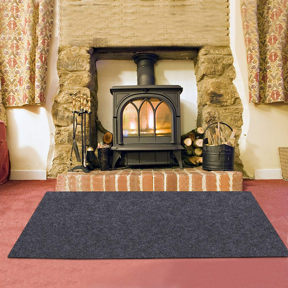 Fireplace Rug—Stove fire mat，Retardant | Heat Resistant，Ember Mat and Grill mat，Absorbent material， Protect the home floor and ground from ashes, waterproof and anti-skid backing, washable (36"×72")