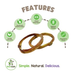 Nature Gnaws Bully Stick Rings for Dogs (5 Count) - Long Lasting for Aggressive Chewers - Natural Beef Dog Chew Bones - Rawhide Free