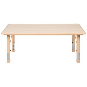 EMMA + OLIVER 23.625" W x 47.25" L Natural Plastic Adjustable Activity Table-School Table for 6