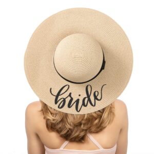 xo, fetti bachelorette party decorations tan bride sun hat | neutrals bridal shower gift, bridesmaid favors, bride to be