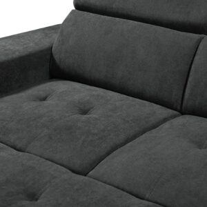 Lilola Home Henrik Dark Gray Sleeper Sectional Sofa with Storage Ottoman and 2 Stools