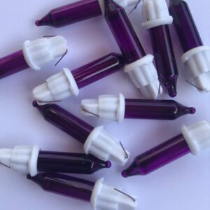 2.5 Volt Purple Replacement Mini Light Bulbs - 100 Purple Bulbs on White Bases - Christmas