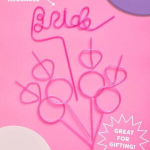 xo, Fetti Bachelorette Party XL Pink Bride + Diamond Ring Straw Set - 8 Pieces | Bridal Shower + Party Decorations | Bride to Be Gift