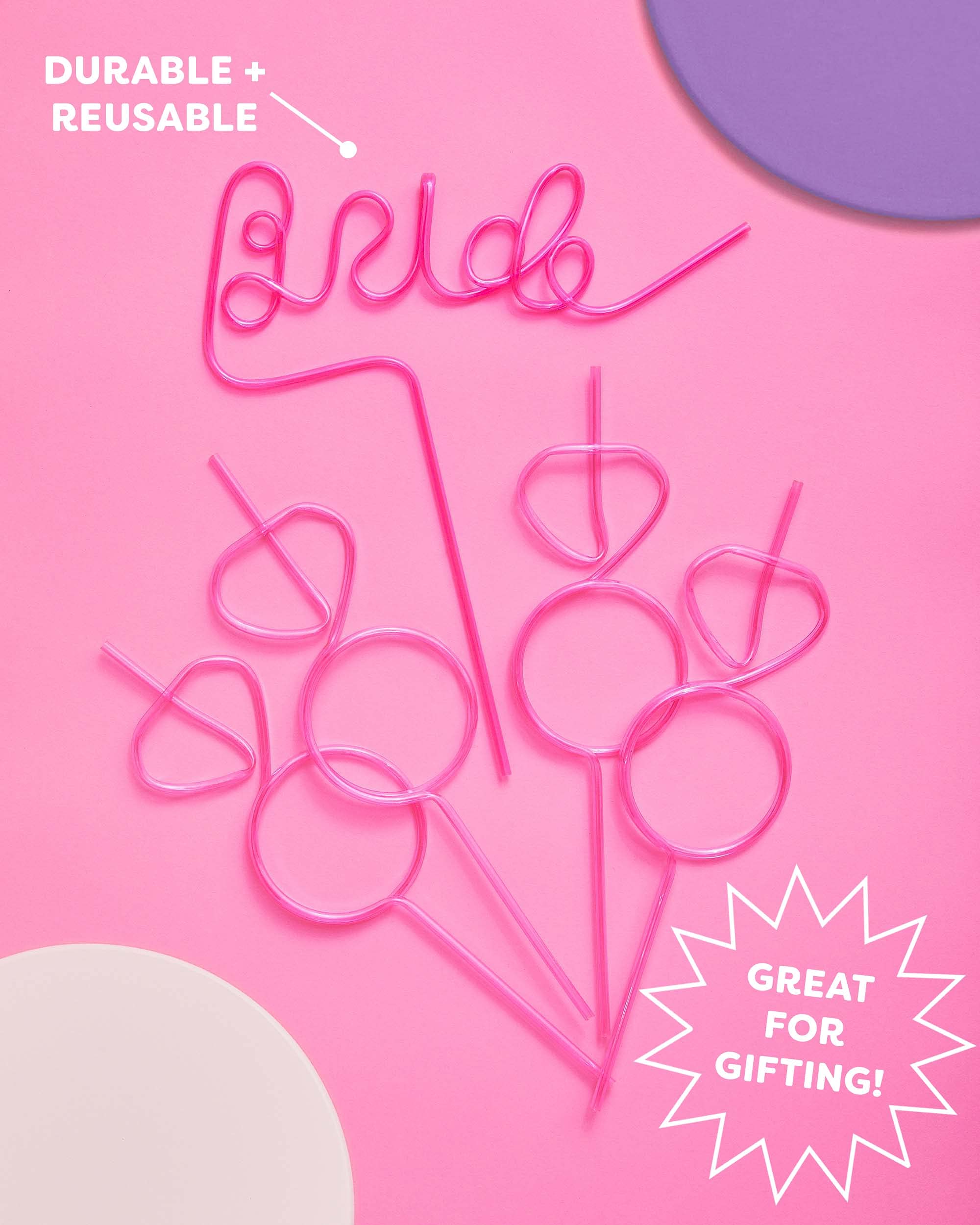 xo, Fetti Bachelorette Party XL Pink Bride + Diamond Ring Straw Set - 8 Pieces | Bridal Shower + Party Decorations | Bride to Be Gift