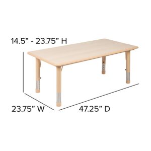 EMMA + OLIVER 23.625" W x 47.25" L Natural Plastic Adjustable Activity Table-School Table for 6