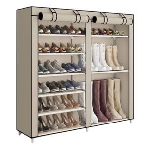 accstore shoe rack shoe storage boot style hode up to 27 pairs shoes with non-woven fabric cover,beige