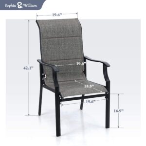 Sophia & William Patio Dining Chairs Quick Dry Textilene Patio Chairs High Back 2 Pieces Outdoor Dining Chairs Support 350lbs Patio Furniture Set for Lawn Garden Backyard Pool All Weather