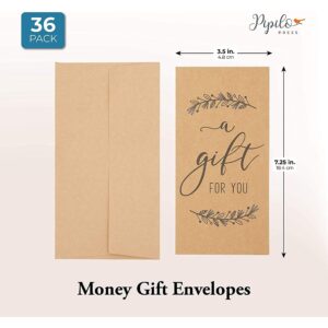 Pipilo Press 36 Pack Money Cards with Envelopes, A Gift for You Cards for Cash, Holiday's, Birthday's (Kraft Paper, 3.5 x 7.25 In)