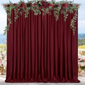 Burgundy Wall Backdrop Polyester Backdrop Curtain Panel Drapes Romantic Stage Fabric 10x8ft for Home Party Backdrop