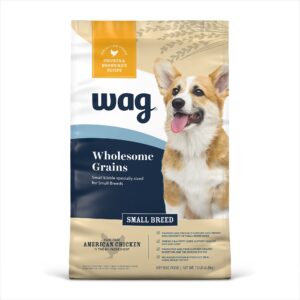 amazon brand – wag small breed dry dog food, chicken and brown rice, 15 lb bag