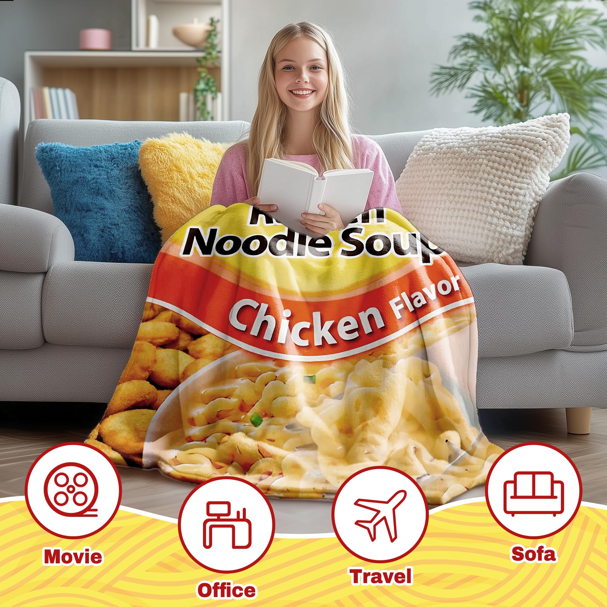 Todeyya Ramen Chicken Blanket Ramen Blanket Just a Girl Who Loves Ramen Blanket Flannel Fleece Throw Air Conditioning Quilt Lightweight Cozy Plush Blanket for Sofa M 60"X50" for Teens