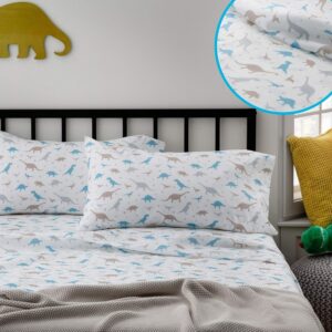 linenspa microfiber three-piece sheet set - multiple styles and colors - super soft feel - fun patterns for boys and girls - twin - dinosaur