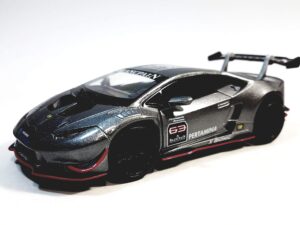 kinsmart lamborghini charcoal gray huracan lp 620-2 super trofeo 136 scale diecast car , small