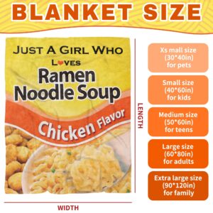 Todeyya Ramen Chicken Blanket Ramen Blanket Just a Girl Who Loves Ramen Blanket Flannel Fleece Throw Air Conditioning Quilt Lightweight Cozy Plush Blanket for Sofa M 60"X50" for Teens