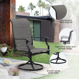 Sophia & William Patio Dining Chairs Set of 2 Metal Swivel Chairs Padded Textilene Quick Dry Outdoor Furniture Set Support 350 lbs for Lawn Garden Backyard Weather Resistant