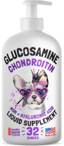 liquid glucosamine for dogs bacon flavour chondroitin, msm & hyaluronic acid k9 supplement hip and joint formula advanced mobility joint pain relief senior advanced supplement for all breeds 32 oz