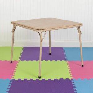 emma + oliver kids tan folding game and activity table - toddler table for daycare center