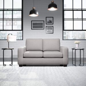 edenbrook wasatch upholstered loveseat with track arms – mid century modern couch, loveseat, dove gray