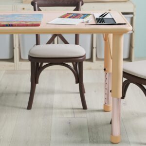 EMMA + OLIVER 23.625" W x 47.25" L Natural Plastic Adjustable Activity Table-School Table for 6