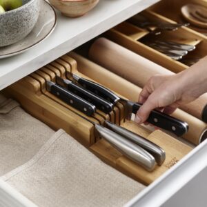 Joseph Joseph DrawerStore Compact Knife Organizer, holds up to 9 knives, Kitchen Organization & Drawer Storage, Bamboo