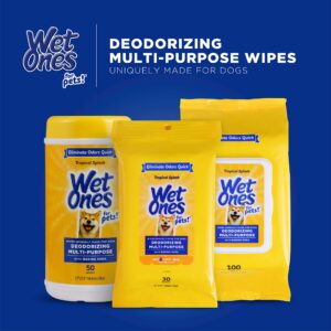 Wet Ones for Pets Deodorizing Multi-Purpose Dog Wipes With Baking Soda, 50 Count - 3 Pack| Dog Deodorizing Wipes For All Dogs in Tropical Splash Scent, Wet Ones Wipes for Deodorizing Dogs