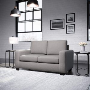 Edenbrook Wasatch Upholstered Loveseat with Track Arms – Mid Century Modern Couch, Loveseat, Dove Gray