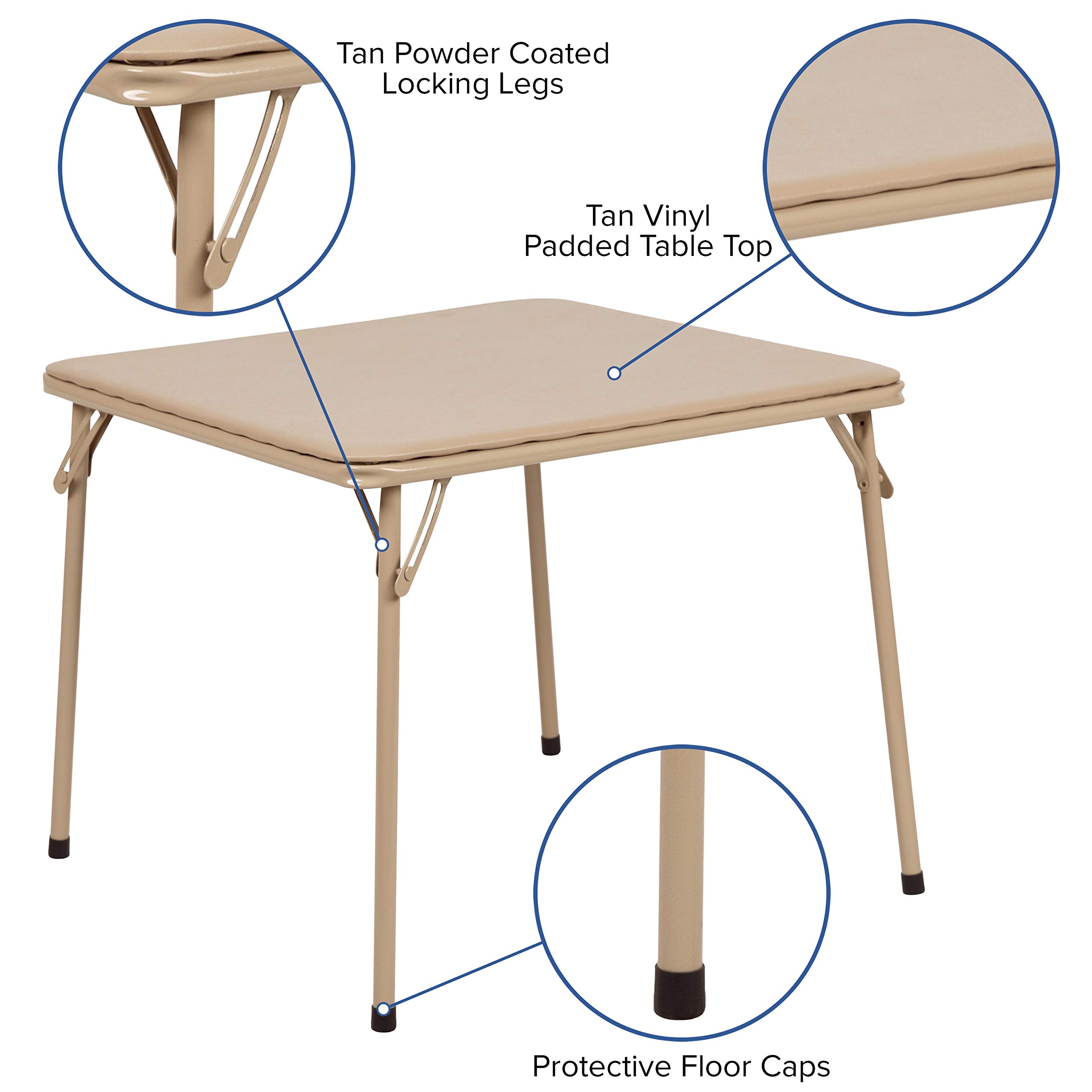 EMMA + OLIVER Kids Tan Folding Game and Activity Table - Toddler Table for Daycare Center