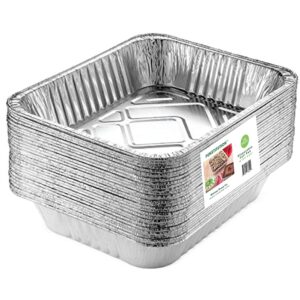 FUNSTITUTION Aluminum Foil Pans 9x13 (30 Pack) - Disposable Aluminum Baking Pans With High Heat Conductivity For Grilling, Cooking, Storing, Prepping, Disposable Aluminum Pans and Tin Foil Pan