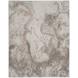 nourison elation abstract ivory grey 9' x 12' area -rug, easy -cleaning, non shedding, bed room, living room, dining room, kitchen (9x12)