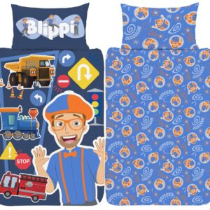 Blippi Single Duvet Cover - Official Reversible Bedding Set - Polycotton - Youtuber Tractor Song Design