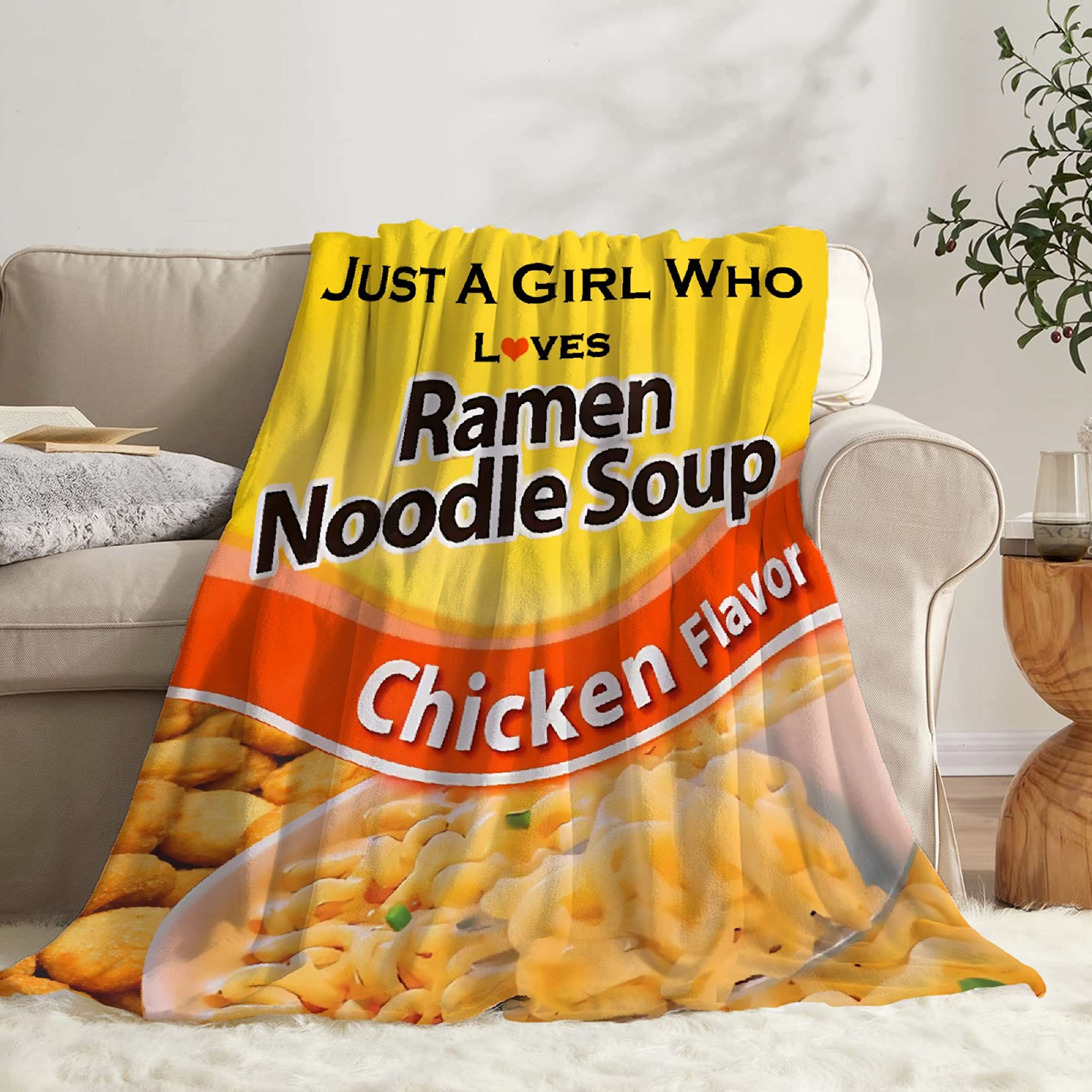 Todeyya Ramen Chicken Blanket Ramen Blanket Just a Girl Who Loves Ramen Blanket Flannel Fleece Throw Air Conditioning Quilt Lightweight Cozy Plush Blanket for Sofa M 60"X50" for Teens