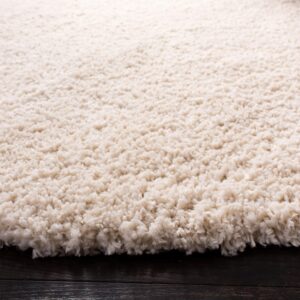 SAFAVIEH Fontana Shag Collection 8' Round Cream FNT800B Solid Non-Shedding Living Room Bedroom Dining Room Entryway Plush 2-inch Thick Area Rug