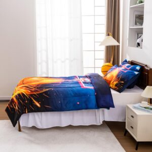 Btargot Basketball Fire Court Comforter Sets Twin for Boys Teens,Ball Sports Games Print, Basketball Hoop Bedding Home Decor