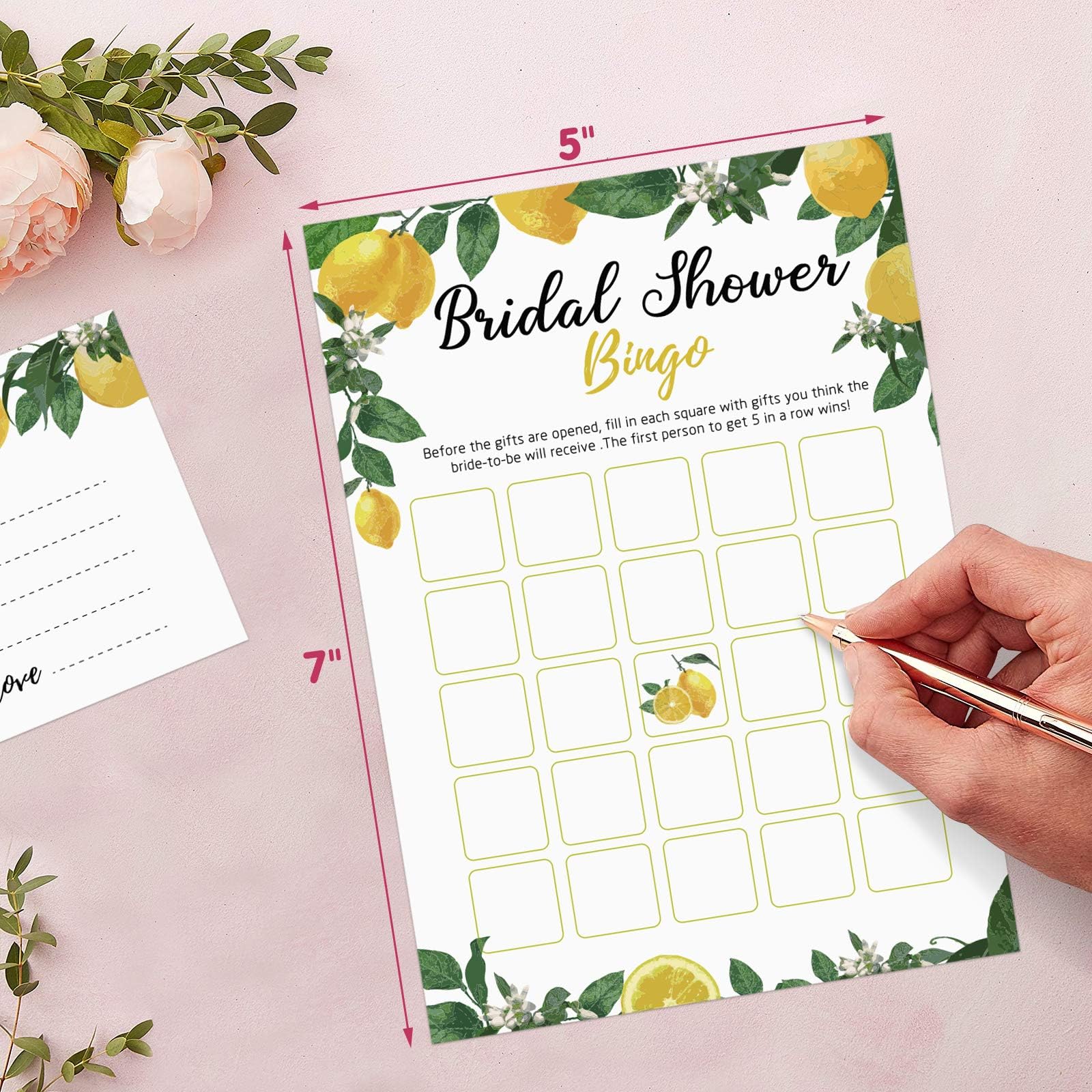 Lemon Bridal Shower Game with Bride to Be Sash-Set of 6 Activities Lemonade Bridal Shower Bachelorette Before Wedding Game for 50 Guests- 300 Cards Total, 50 Per Game, Gold