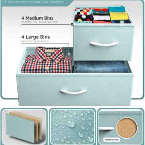 Sorbus Dresser with 8 Drawers - Furniture Storage Chest for Kid’s, Teens, Bedroom, Nursery, Playroom, Clothes, Toys - Steel Frame, Wood Top, Fabric Bins (Aqua)