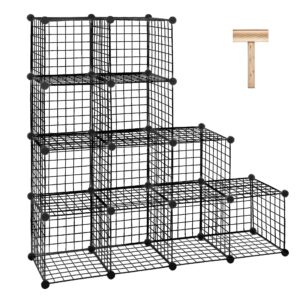 super deal metal wire cube storage organizer, 12 cubes diy modular cabinet bookcase bookshelf shoe rack stackable wire cube closet for home, office, living room, bedroom