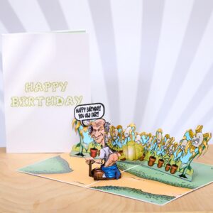 Funny Fart Birthday Card | Pop Up of 3D Old Man Passing Gas and Killing Flowers | 50th, 40th Birthday Cards For Men | 60th Birthday Card For Dad | Farting Bday Greetings for Grandfather